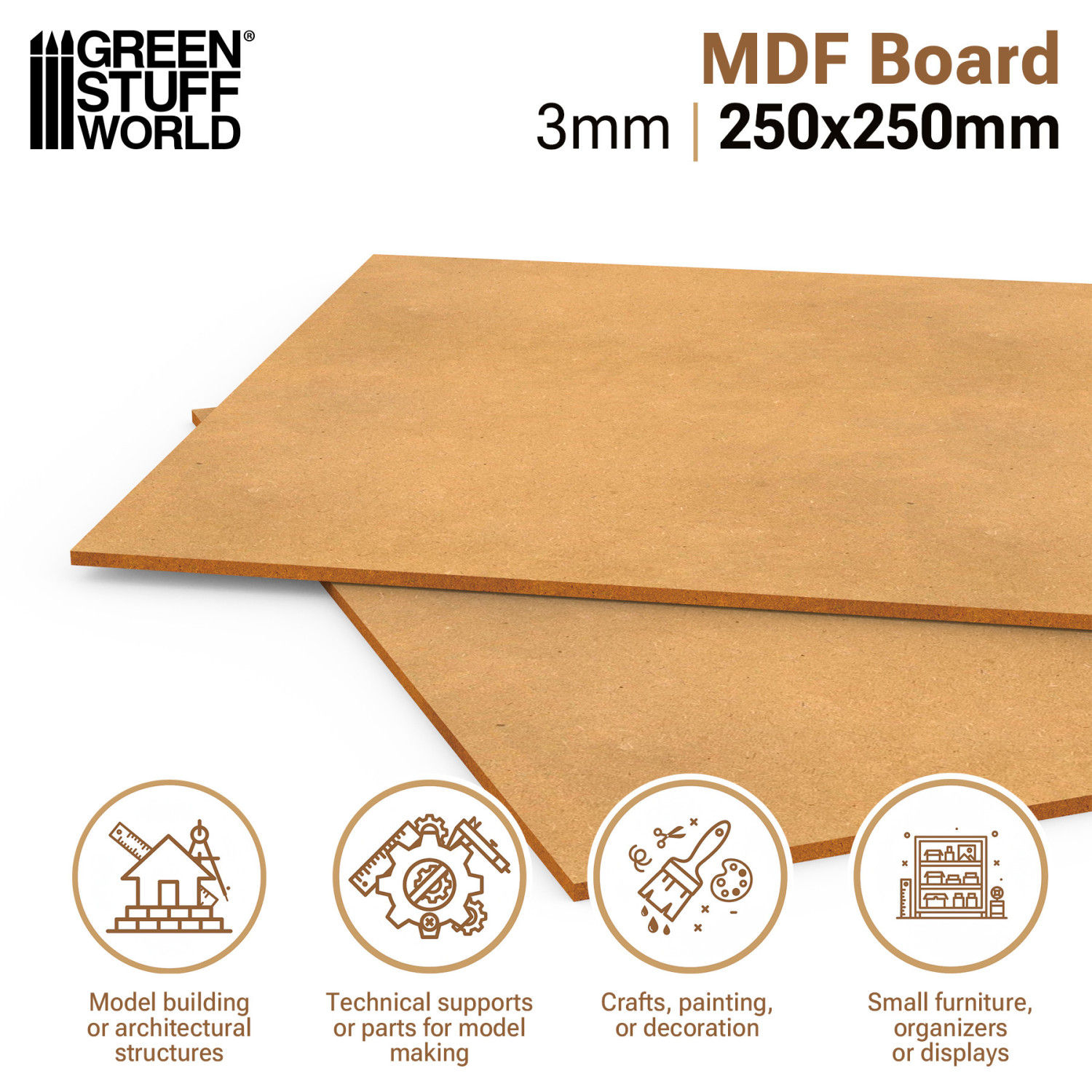 MDF sheets 250x250mm - GSW