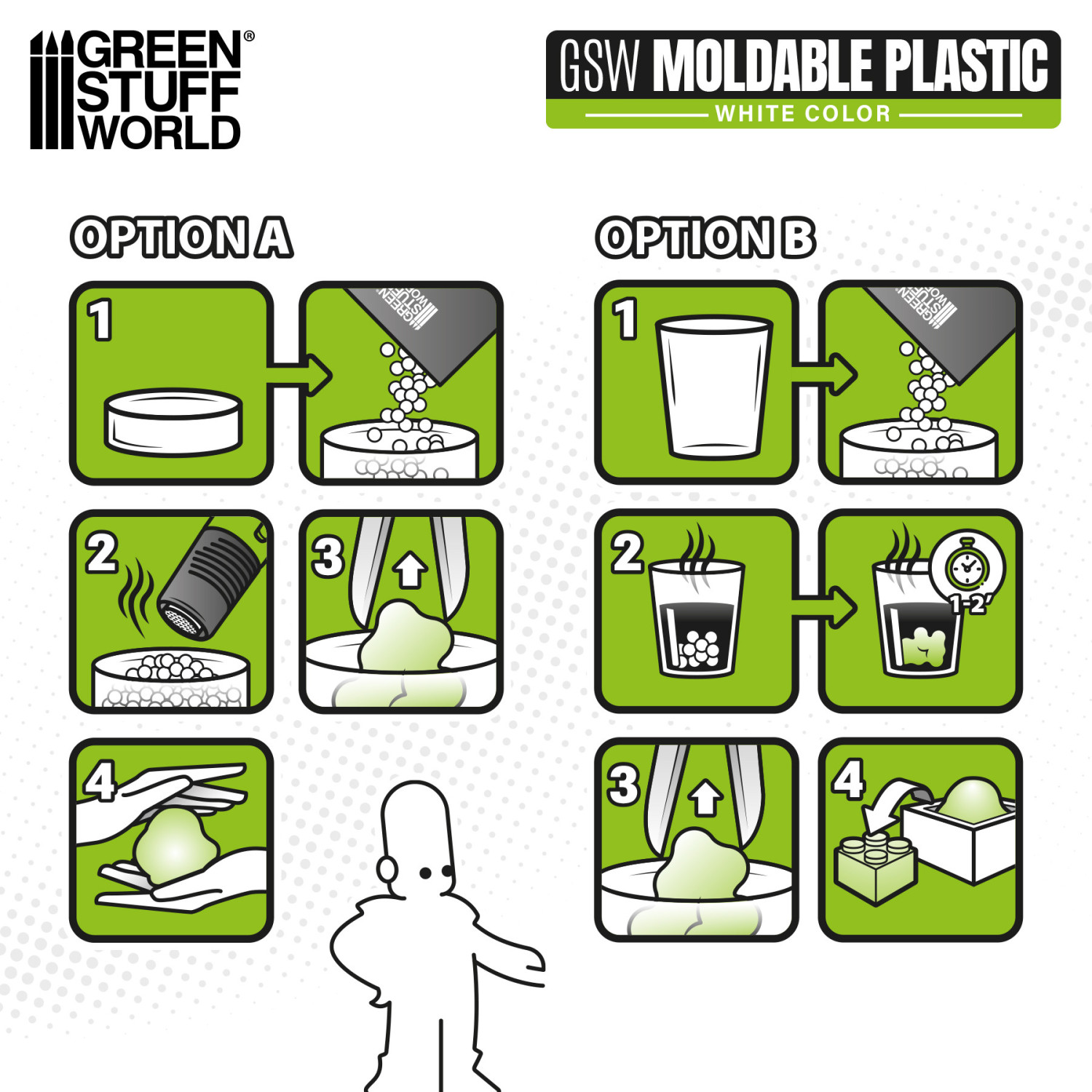 Plastico Moldeable Pellets - Blanco 100gr | Bolitas de plastico - GSW