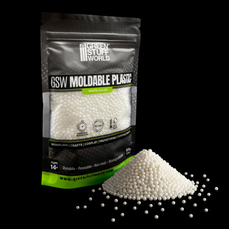 Plastico Moldeable Pellets - Blanco 100gr | Bolitas de plastico - GSW