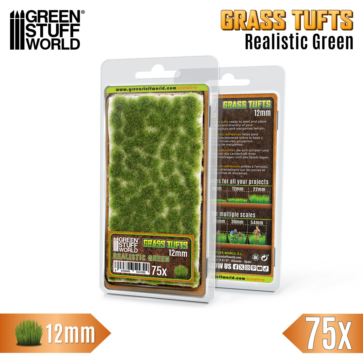 Static Grass Tufts 12mm - Realistic Green - GSW