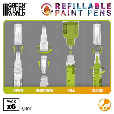 Refillable paint pen 0.5 (pack x6) - GSW