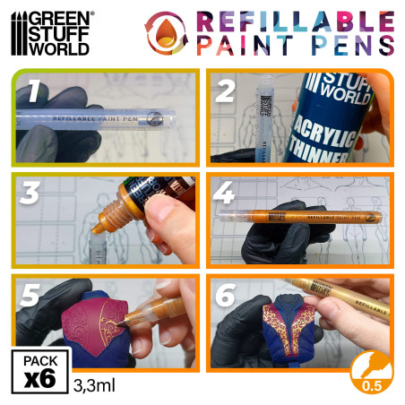 Refillable paint pen 0.5 (pack x6) - GSW