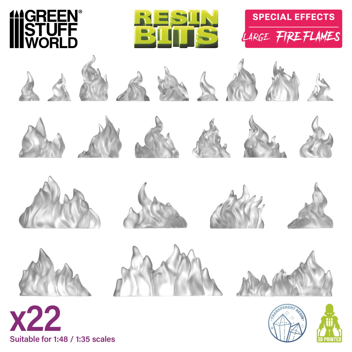 Large Fire Flames 1:48-1:35 | Resin fire effects - GSW
