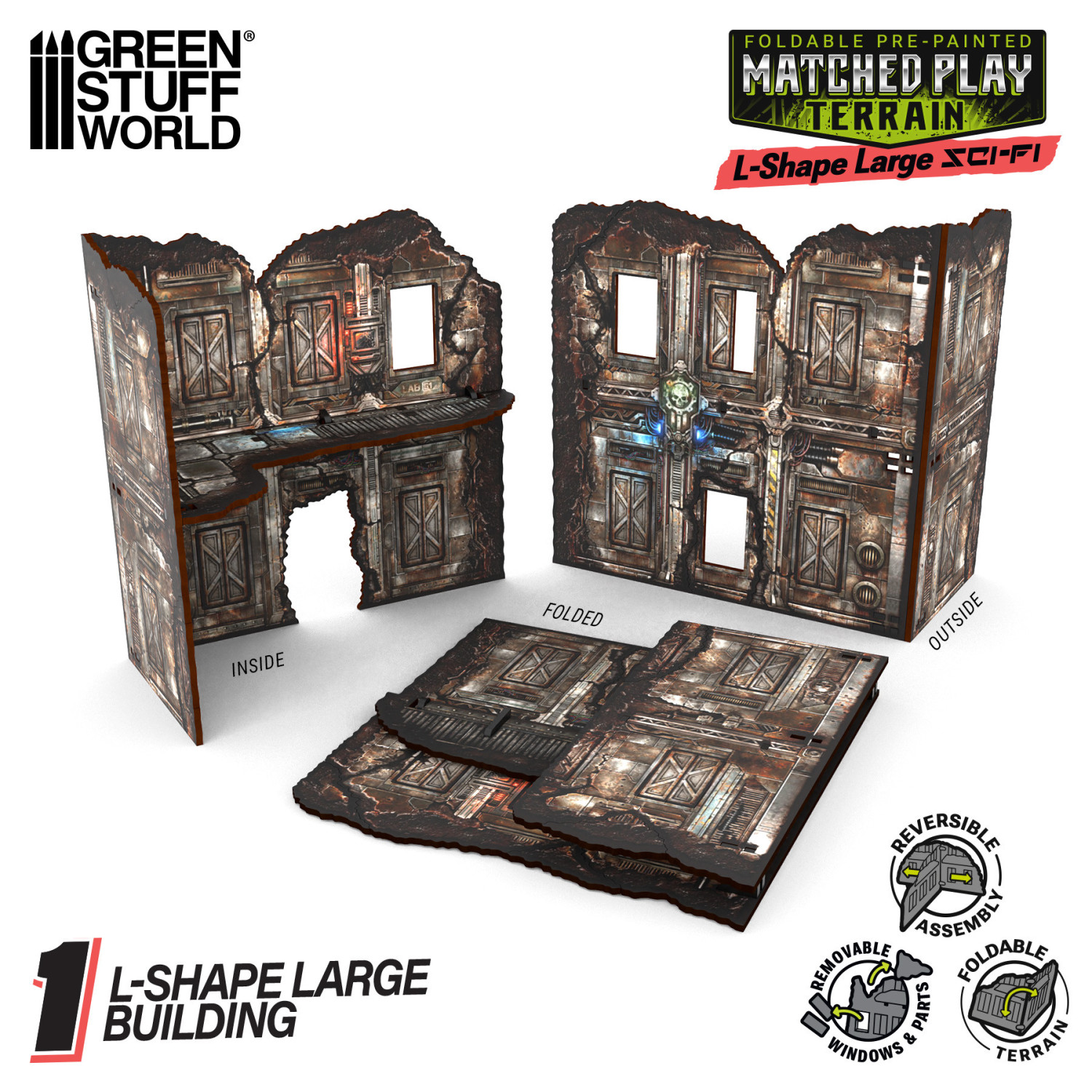 Ruina plegable grande en L prepintada Matched Play - Sci-fi - GSW
