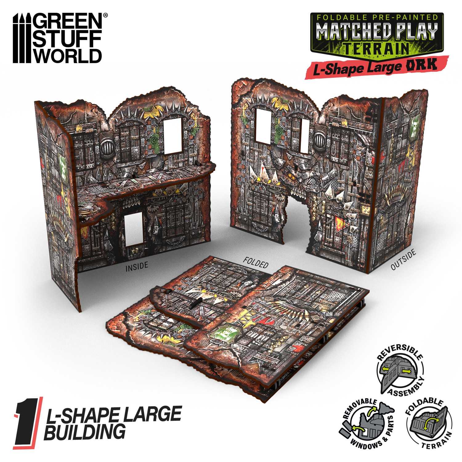 Ruina plegable grande en L prepintada Matched Play - Orcos - GSW