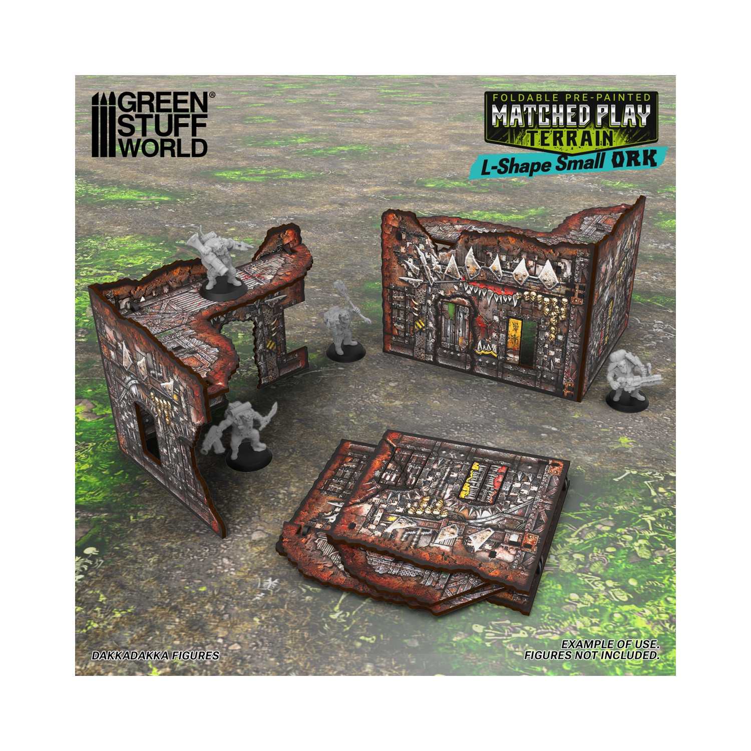 Matched Play Pre-Painted Foldable Small L-shaped Ruin - Orks - GSW