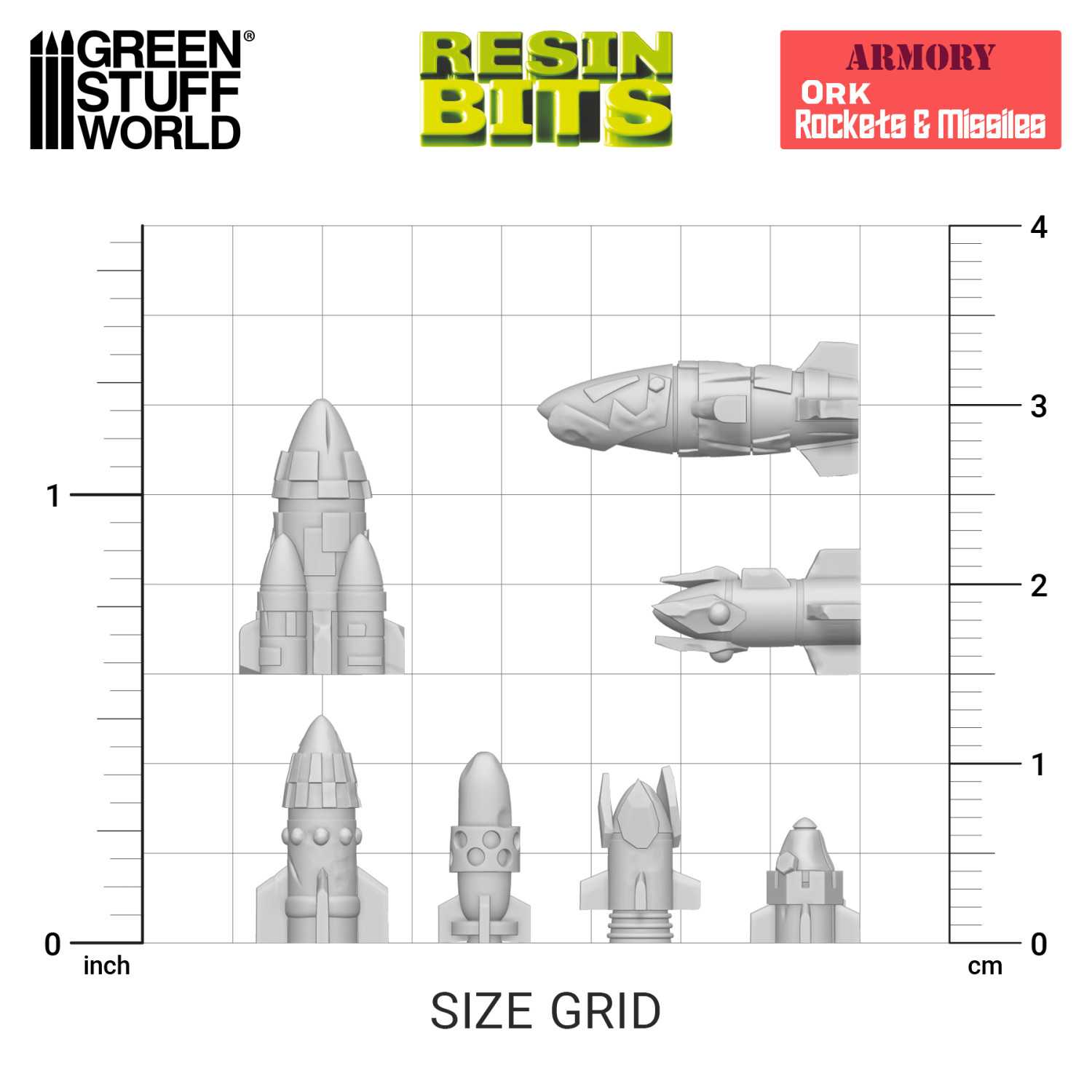 3D printed set - Ork Rockets & Missiles 1:48 - GSW