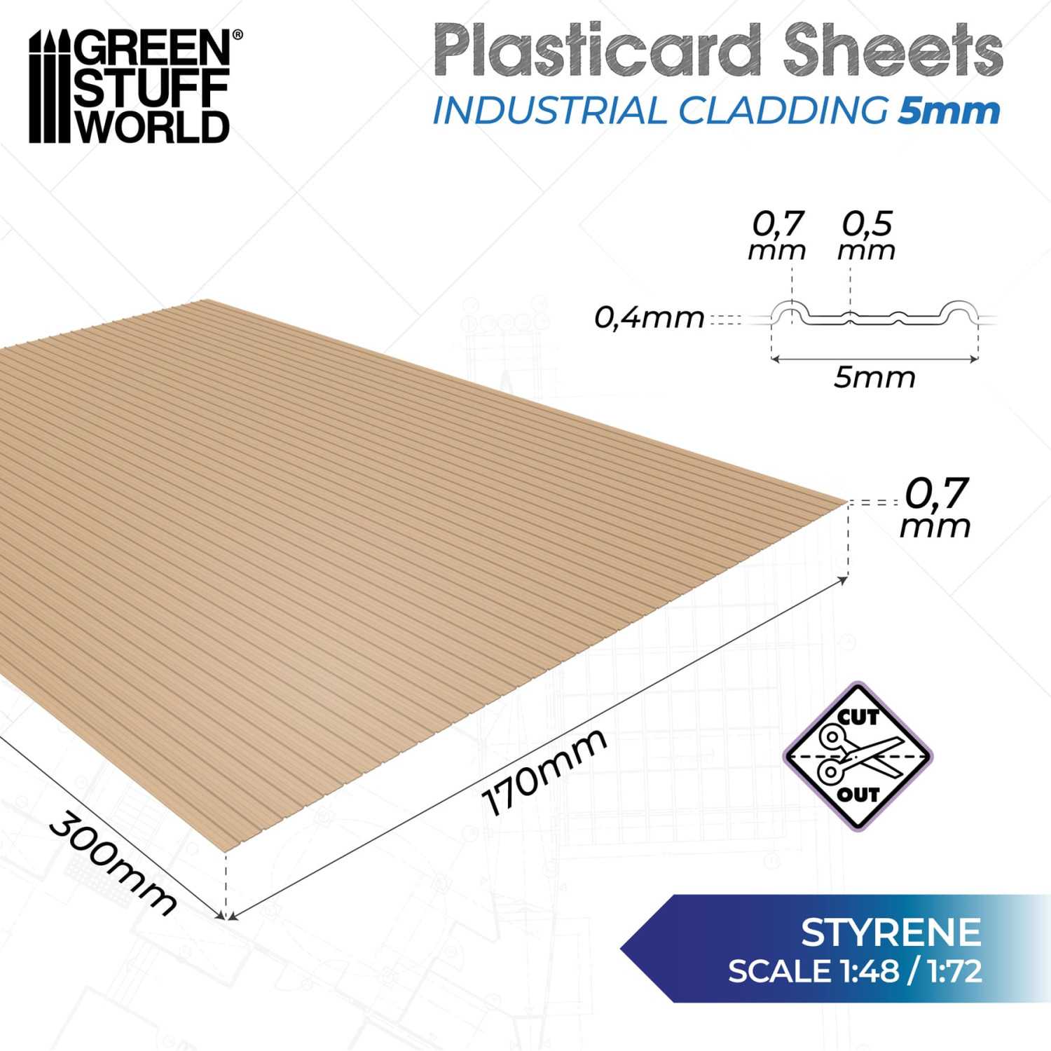 Plasticard - Industrial Cladding Textured Sheet 5mm - GSW