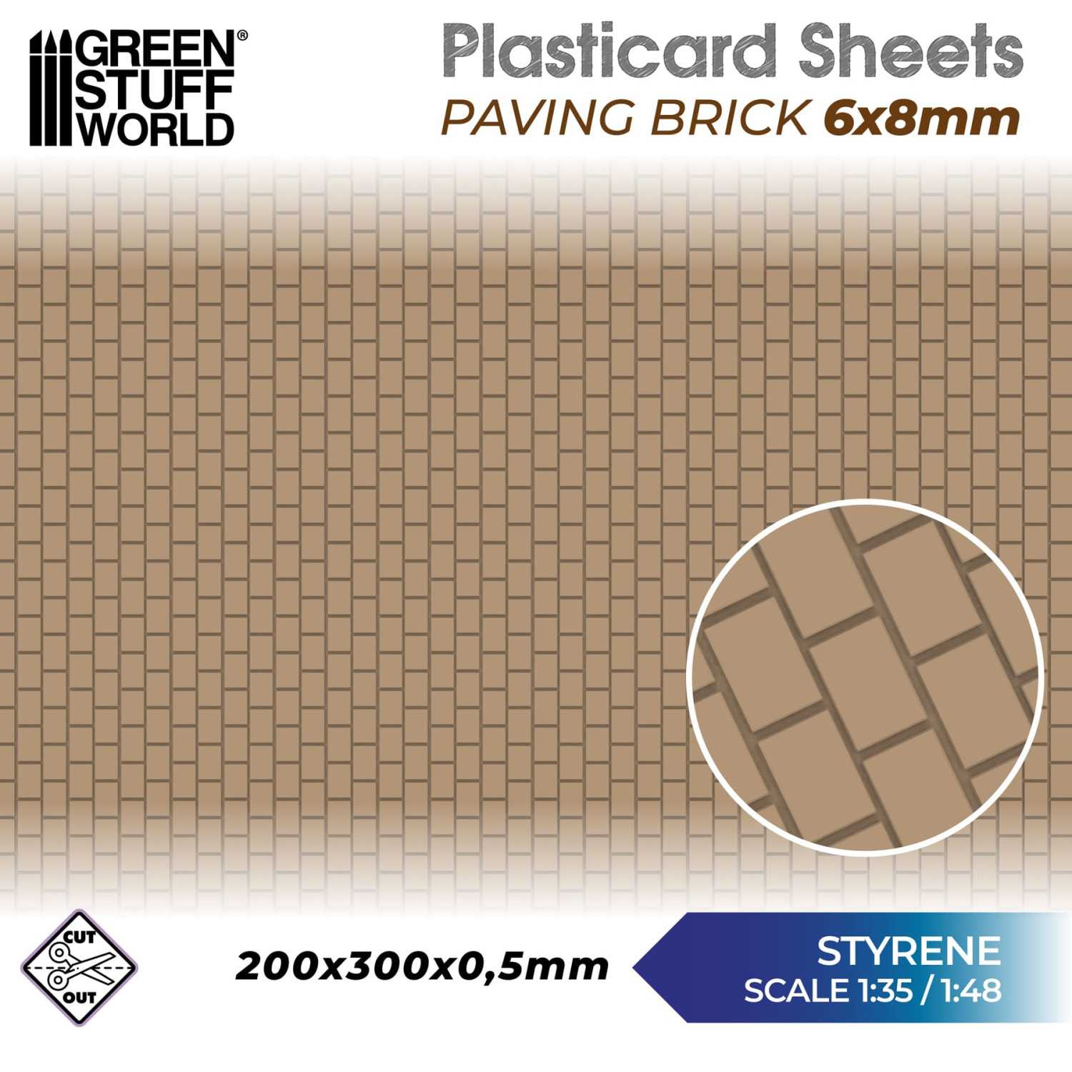 Plasticard - Paving Brick Textured Sheet 6x8mm - GSW