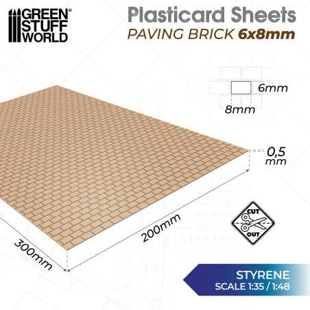 Plasticard - Paving Brick Textured Sheet 6x8mm - GSW