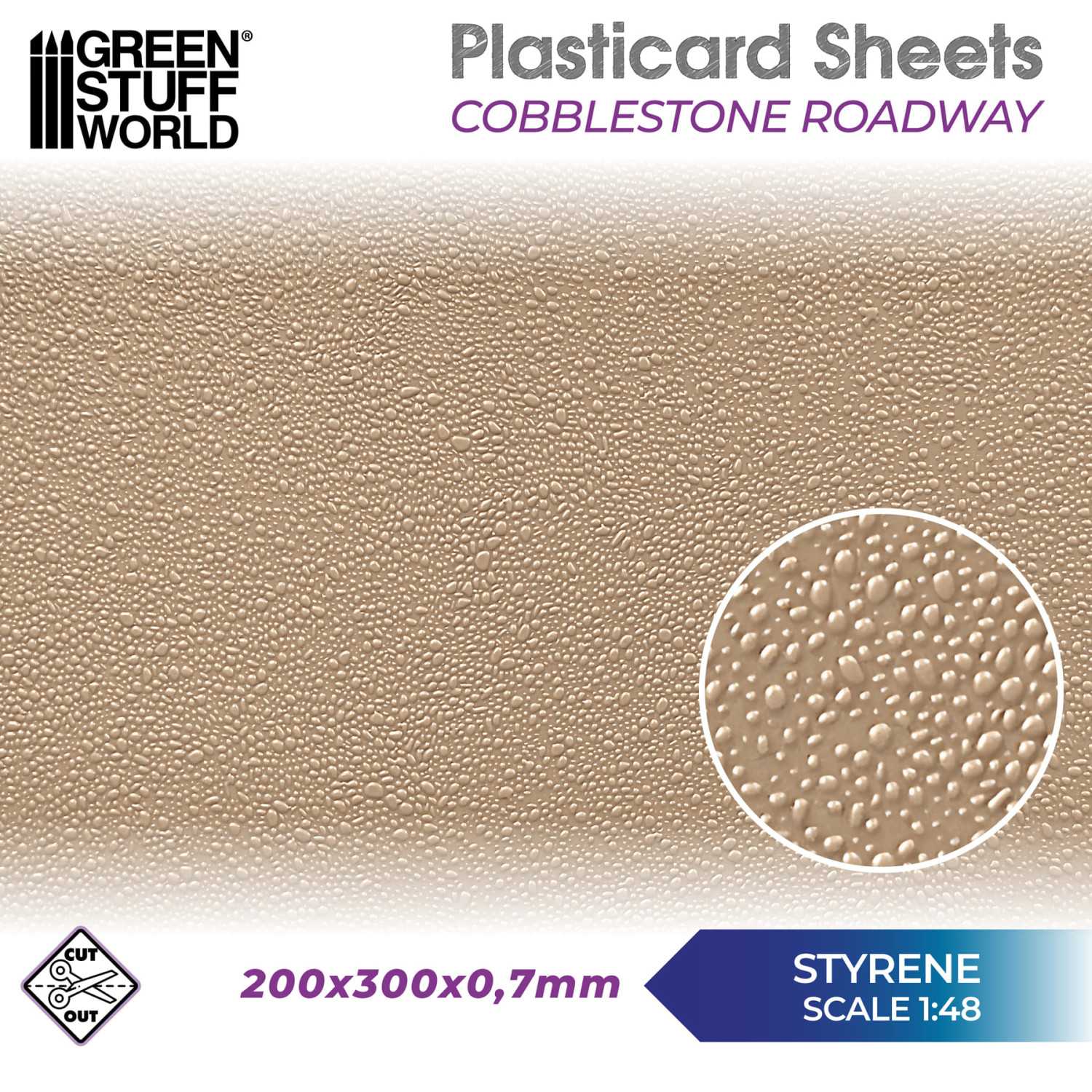 Plasticard - Cobblestone-Roadway Textured Sheet - GSW