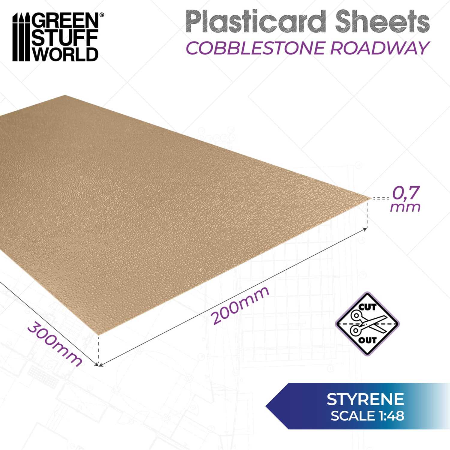 Plasticard - Cobblestone-Roadway Textured Sheet - GSW