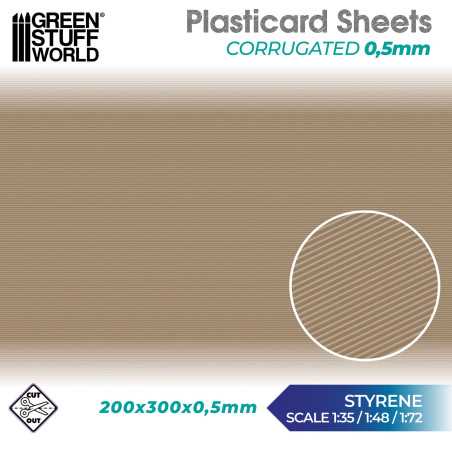 Plasticard - CORRUGATED 0.5mm Textured Sheet - GSW