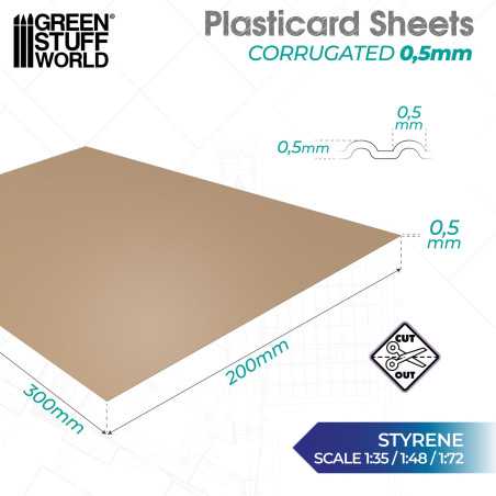Plasticard - CORRUGATED 0.5mm Textured Sheet - GSW