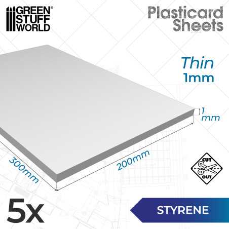 Styrene sheets 1 mm | Styrene plastic Pack x5 - GSW