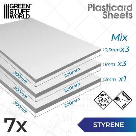 Styrene sheets - Variety pack x7 | Styrene plastic - GSW