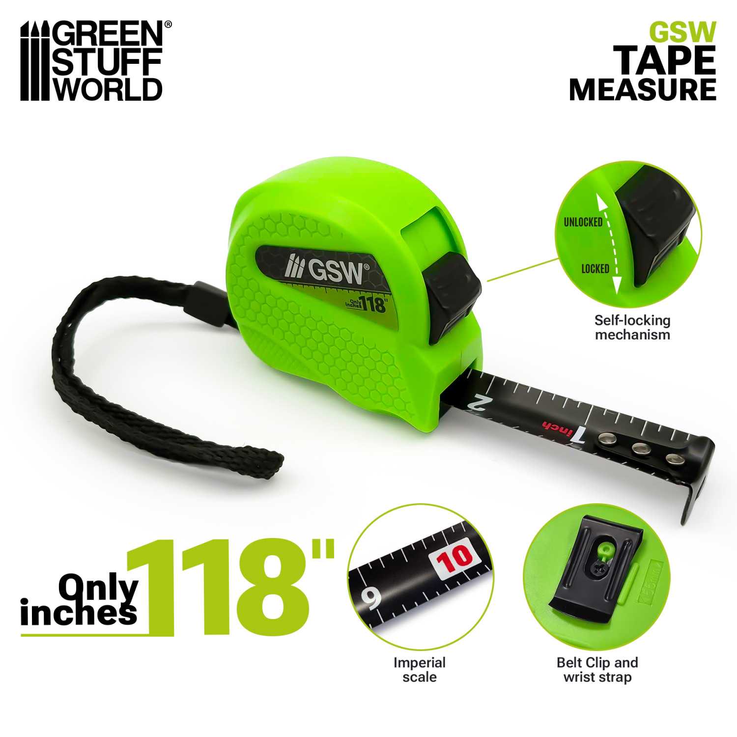 GSW Inch Tape Measure for Wargames – Only Inches - GSW