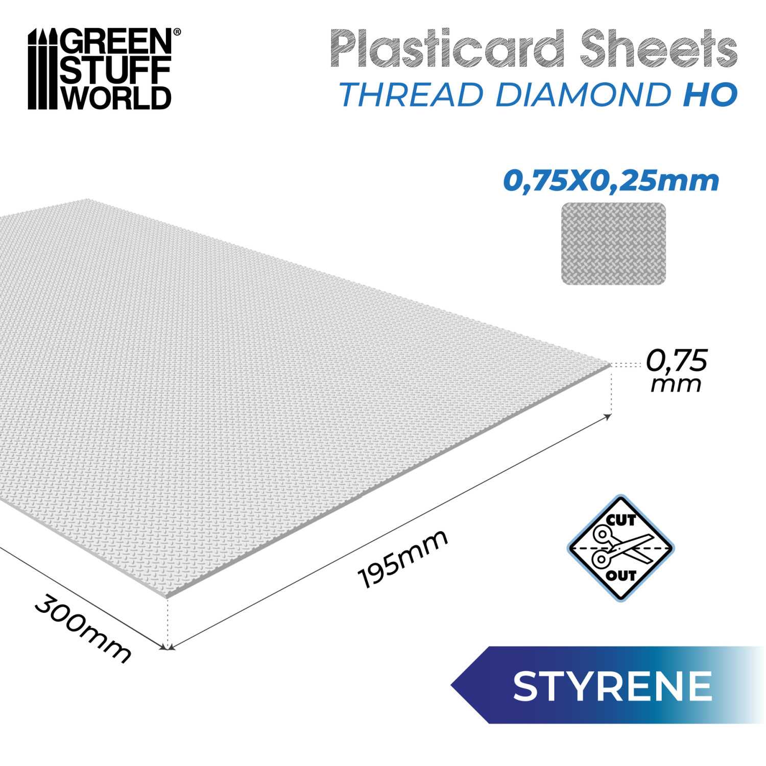 Plasticard - Thread DIAMOND 1mm Textured Sheet | - GSW