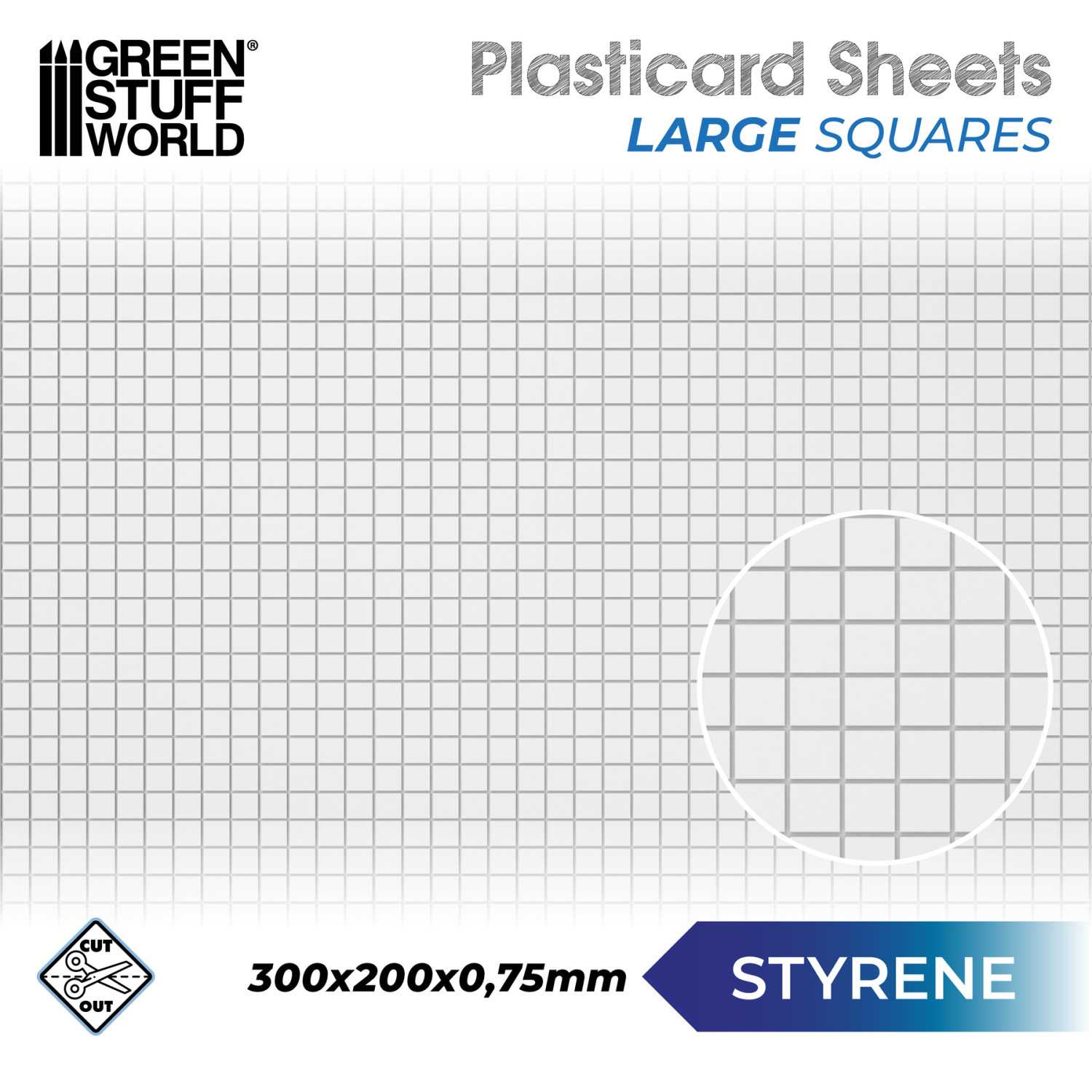 ABS Plasticard - LARGE SQUARES Textured Sheet - A4 | - GSW