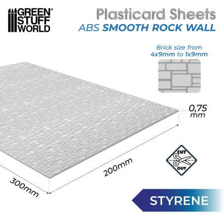 Plasticard - Rock Sheet Wall - Textured Sheet A4 - GSW