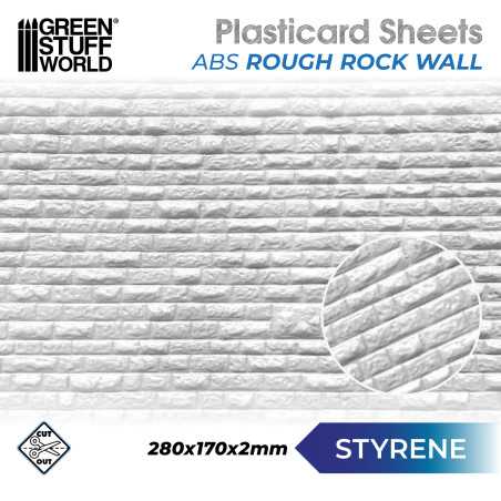 Plasticard - ROUGH ROCK WALL Textured Sheet - GSW