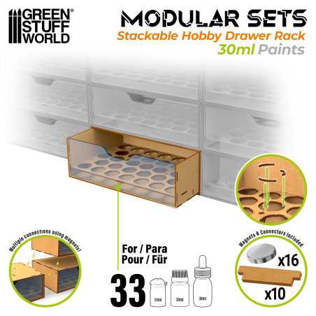 Stackable Hobby Paint Rack 30 ml with magnets - GSW