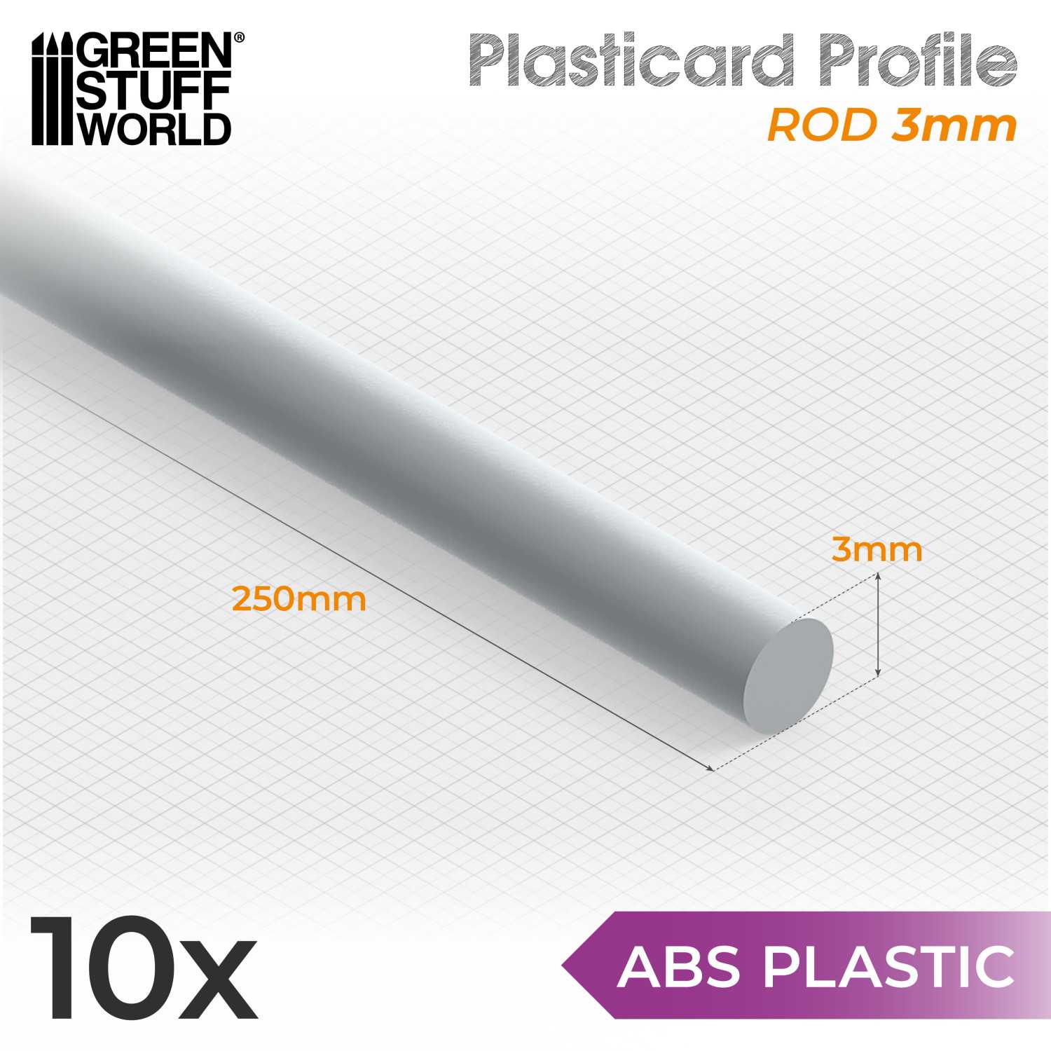 ABS Plasticard - Profile ROD 3 mm | - GSW