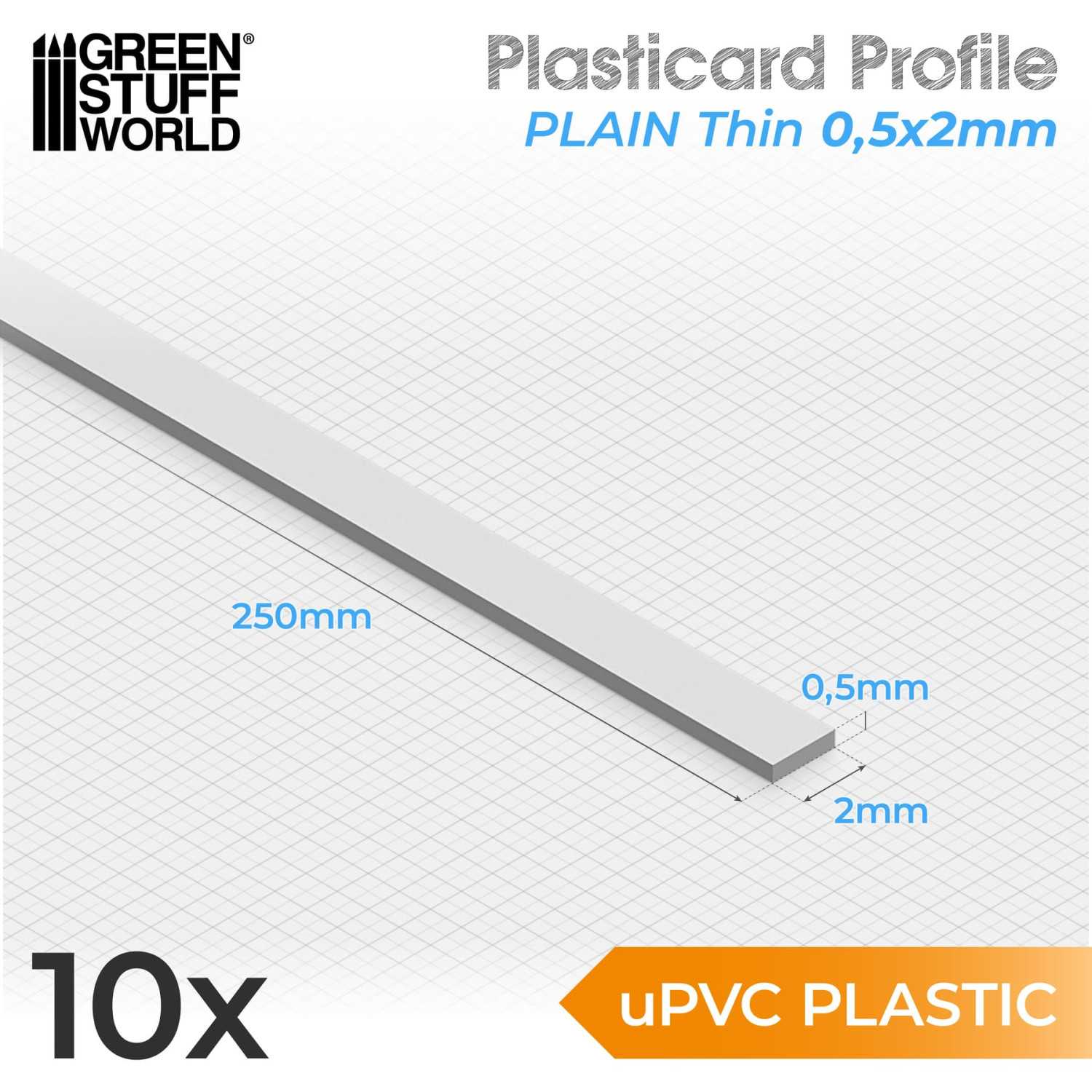 Perfil Plasticard uPVC - Sottile 0.50mm x 2mm | - GSW
