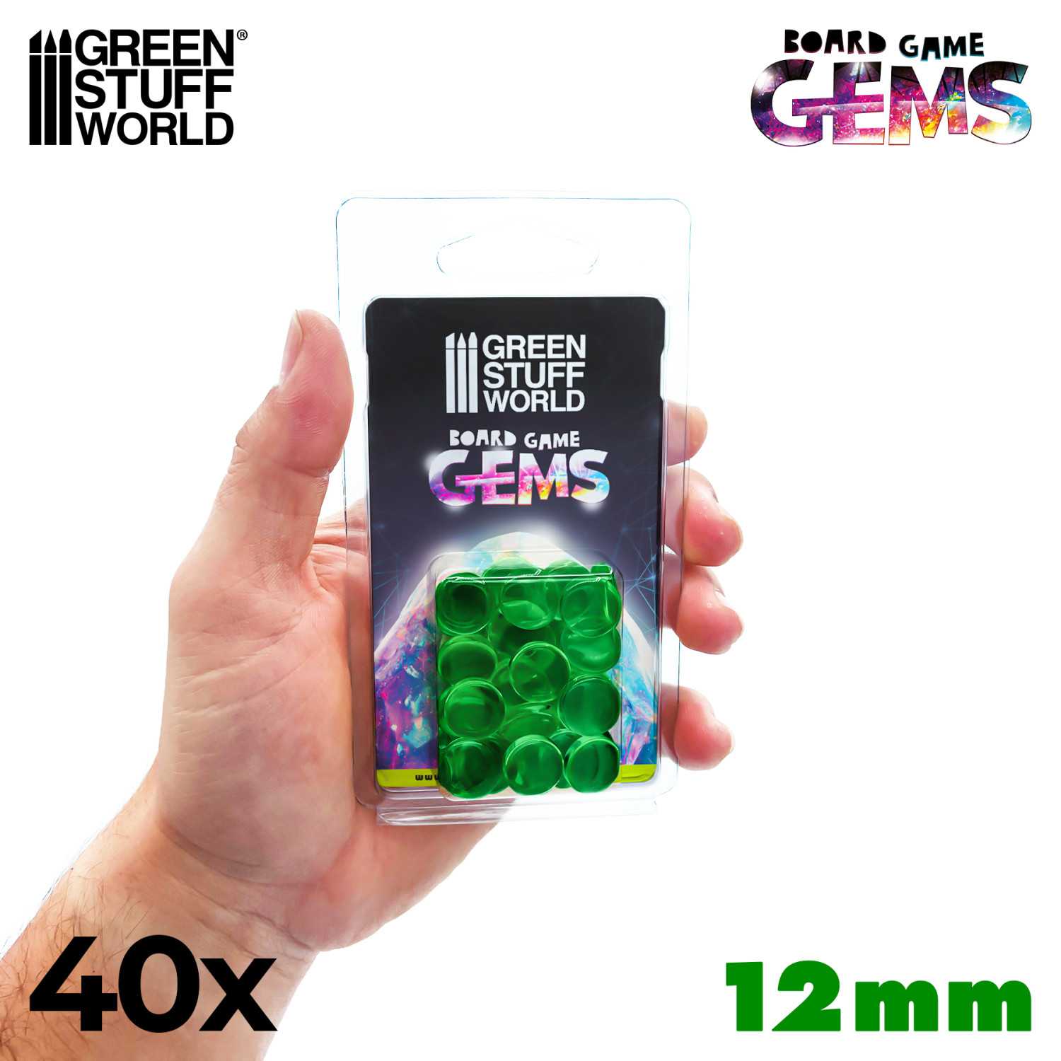 Plastic Gems 12mm - Green | - GSW