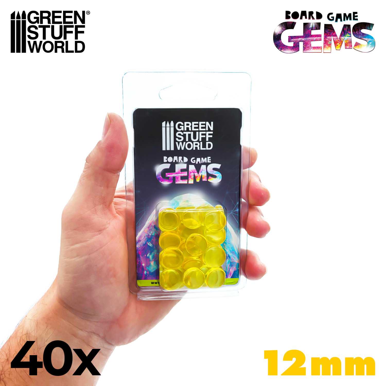 Gemmes en plastique 12mm - Jaune | - GSW