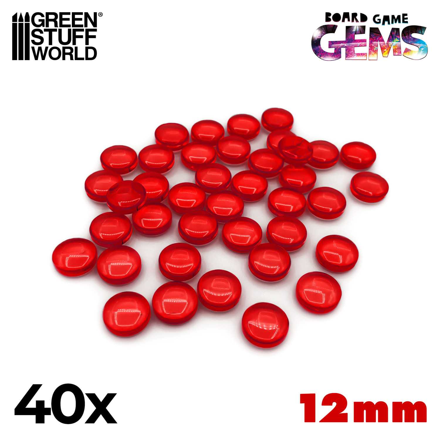 Gemas de plastico 12mm - Rojos | - GSW
