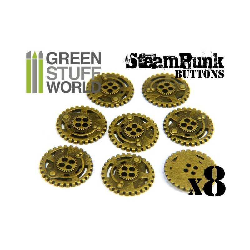 8x Steampunk Buttons SPROCKET GEARS - Antique Gold | - GSW