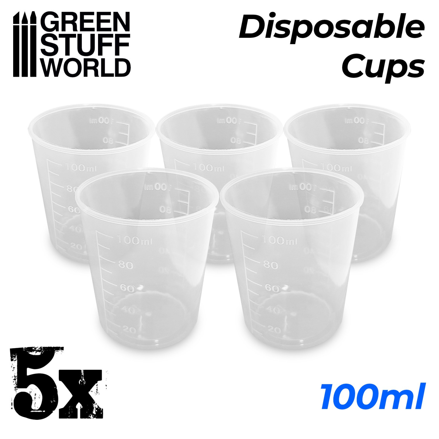 5x Disposable Measuring Cups 100ml | Disposable Cups - GSW