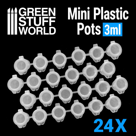 24x Mini Plastic Pots 3ml | Plastic paint pots - GSW