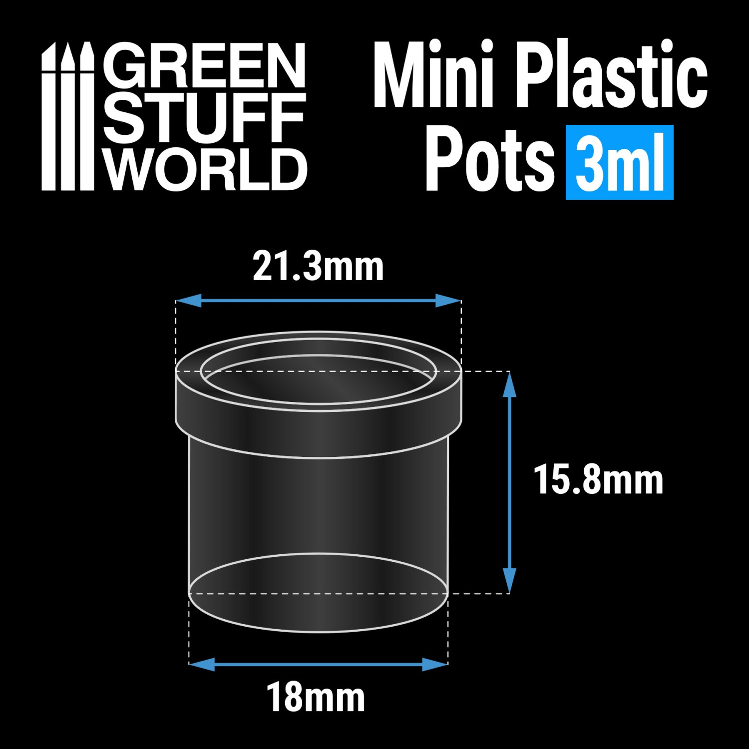 24x Mini Plastic Pots 3ml | Plastic paint pots - GSW