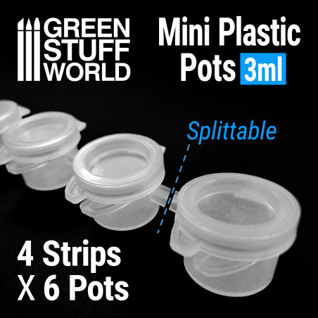 24x Mini recipienti di plastica 3ml per colori e miscele - GSW