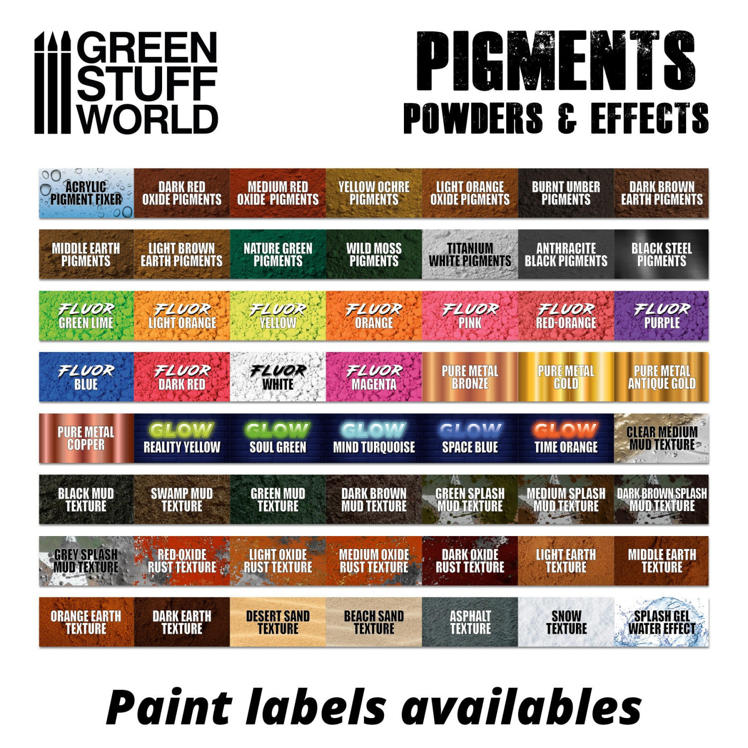 GSW Pigment Display Rack - Pigments, Powders, Textures and Effects | - GSW