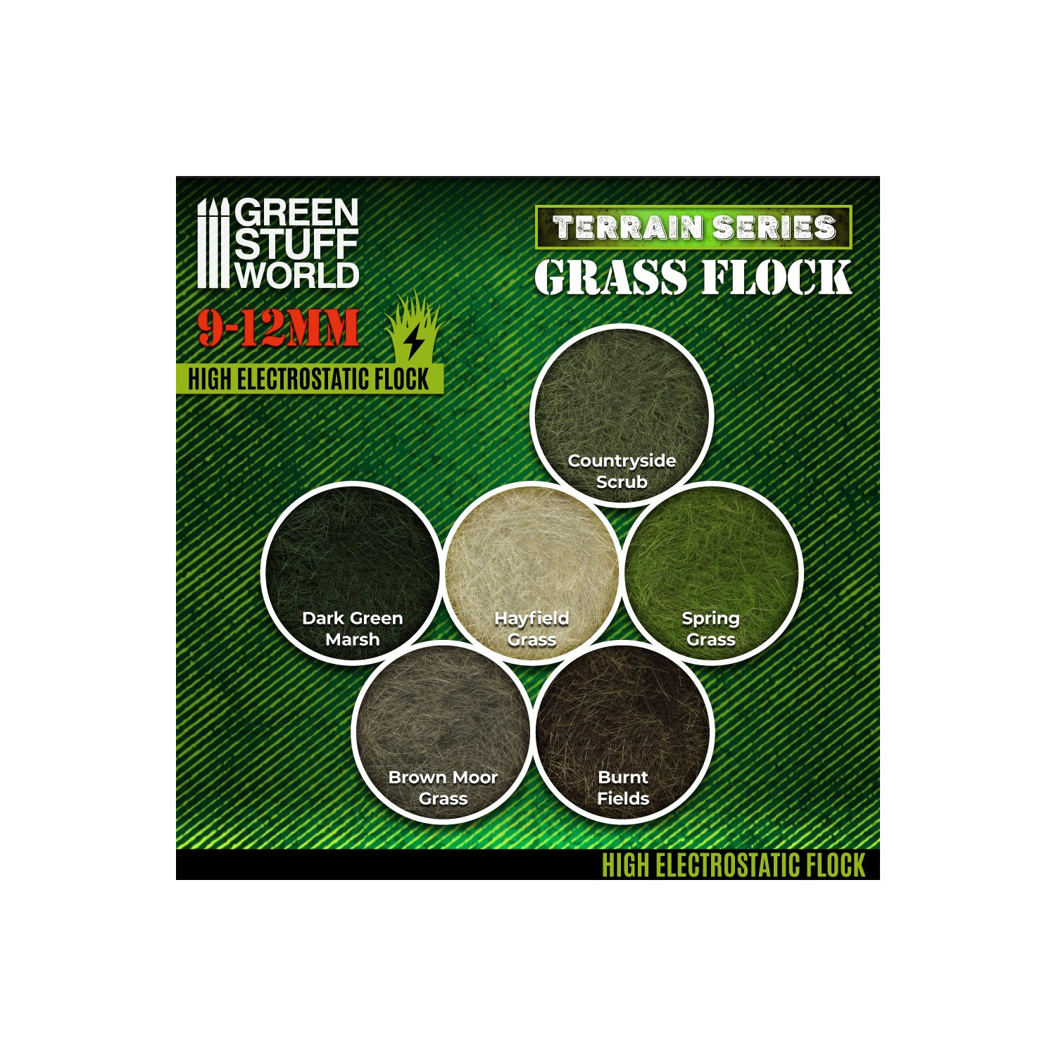 Static Grass Flock 9-12mm - HAYFIELD GRASS - 200 ml | - GSW