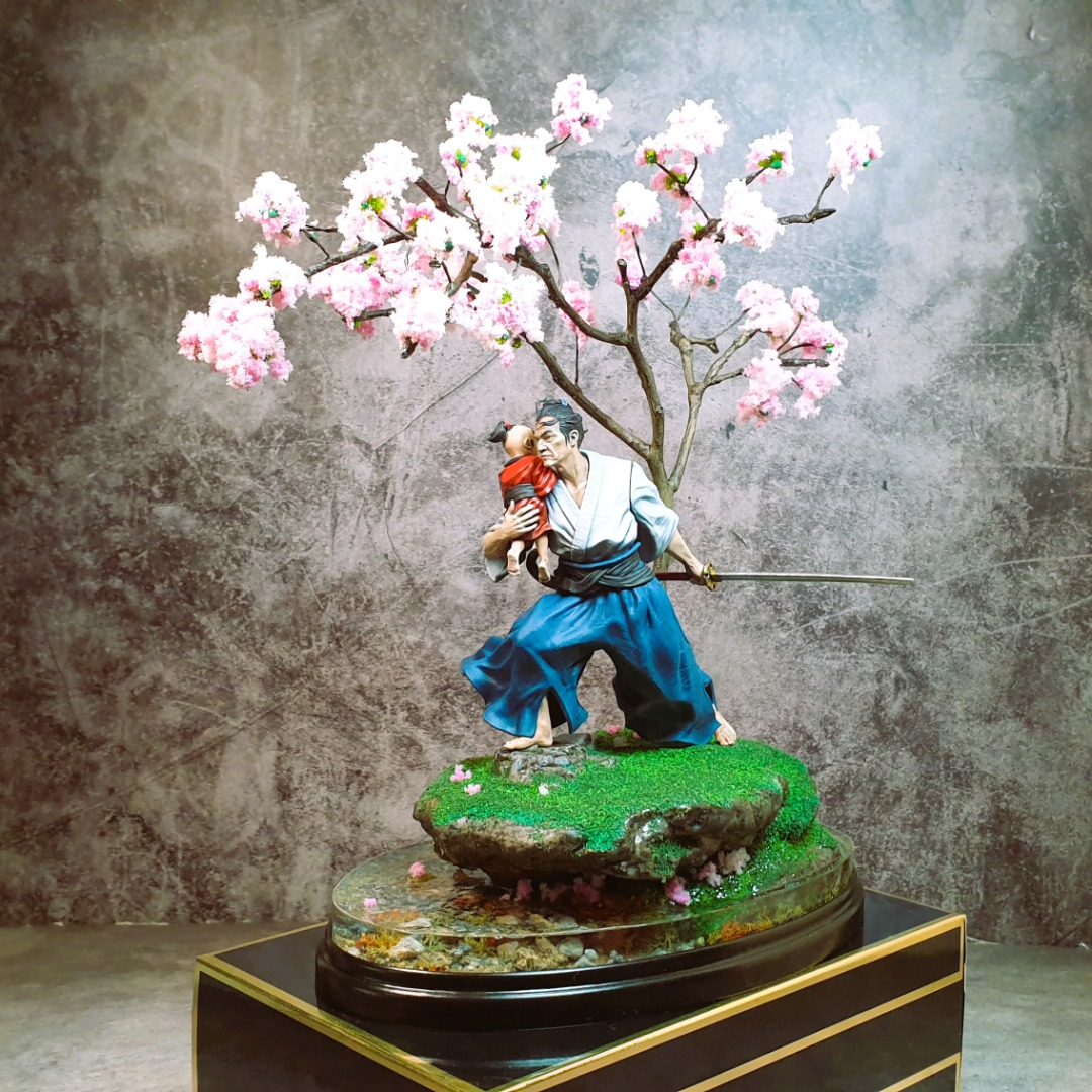 Lone Wolf and Sakura tree painting or modeling tutorial | Creative